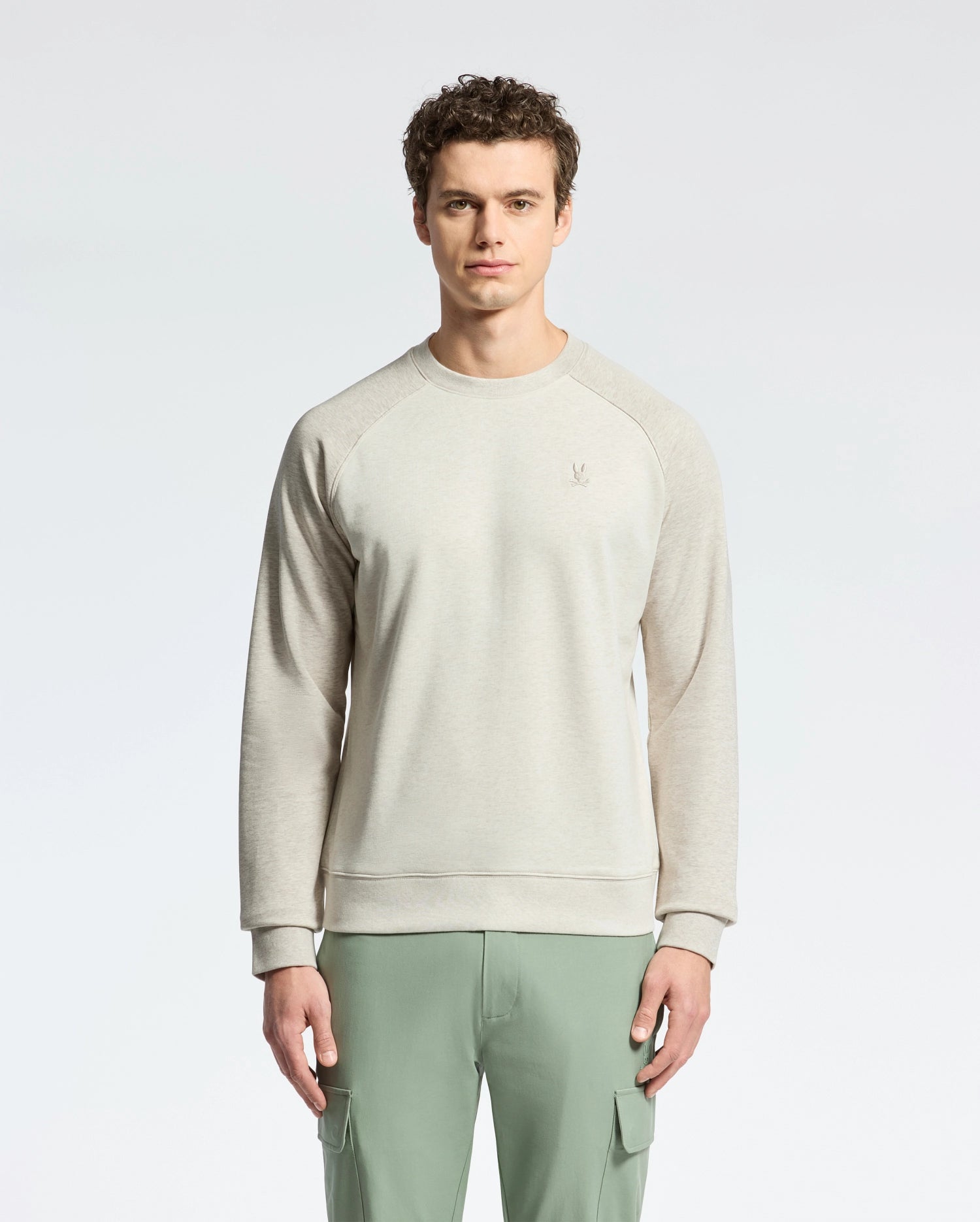 Mens White Archie Melange Color Block Sweatshirt | Psycho Bunny